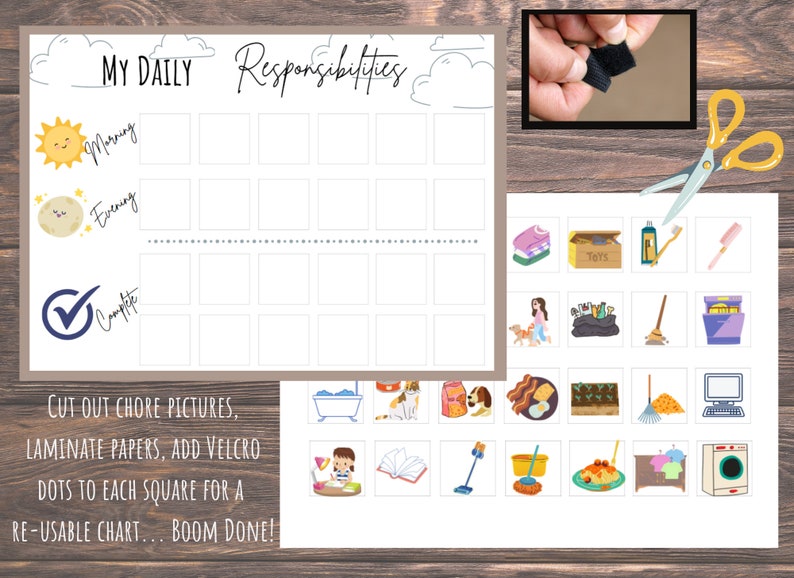 Kids Daily Responsibilities Chart, Printable Daily Routine, Chore Chart ...