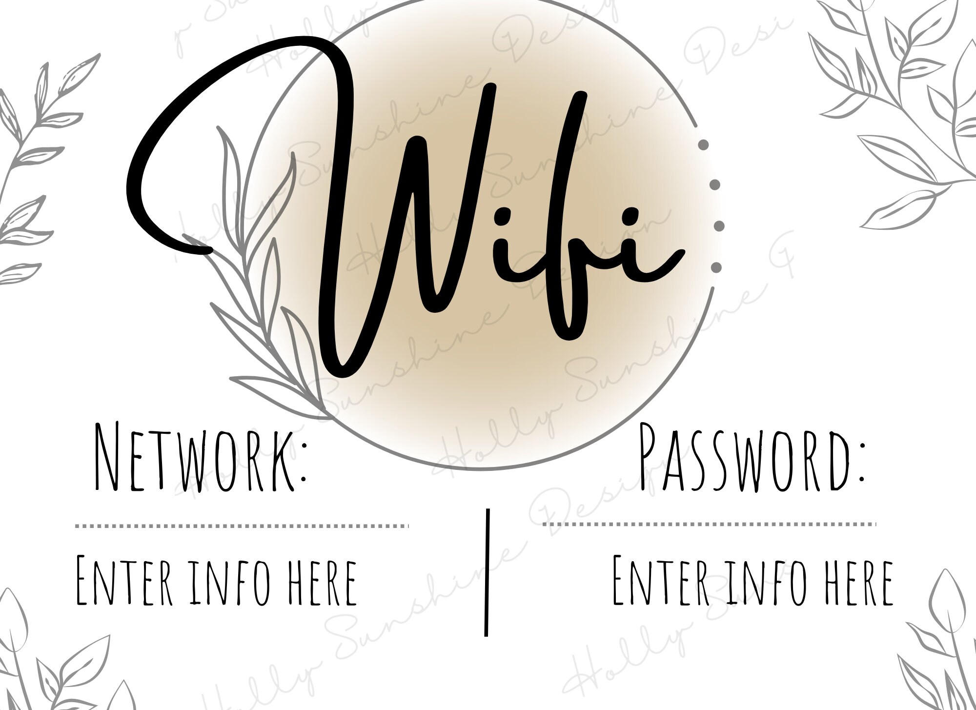 Minimalistic Wifi Info Printable. for Air BNB, Office Space & More. 4 ...