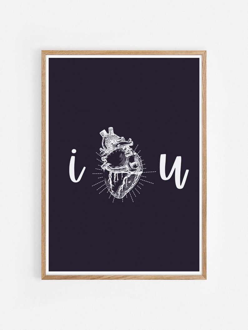 I Love You Digital Art Print, Digital Wall Art, Boho Wall Art, I Heart ...