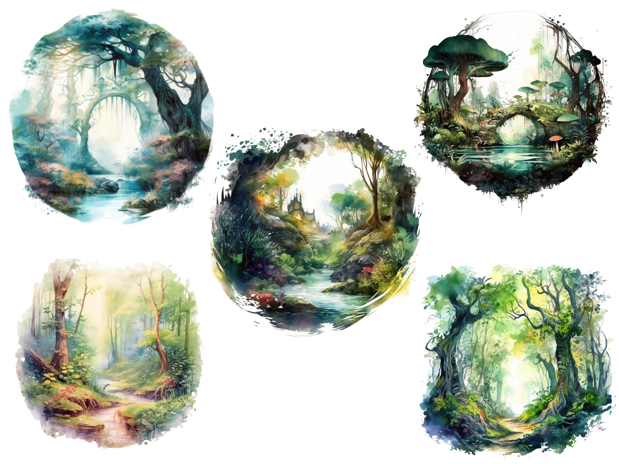 Enchanted Forest Clipart Forest Clipart Fairy Tale Clipart - Etsy