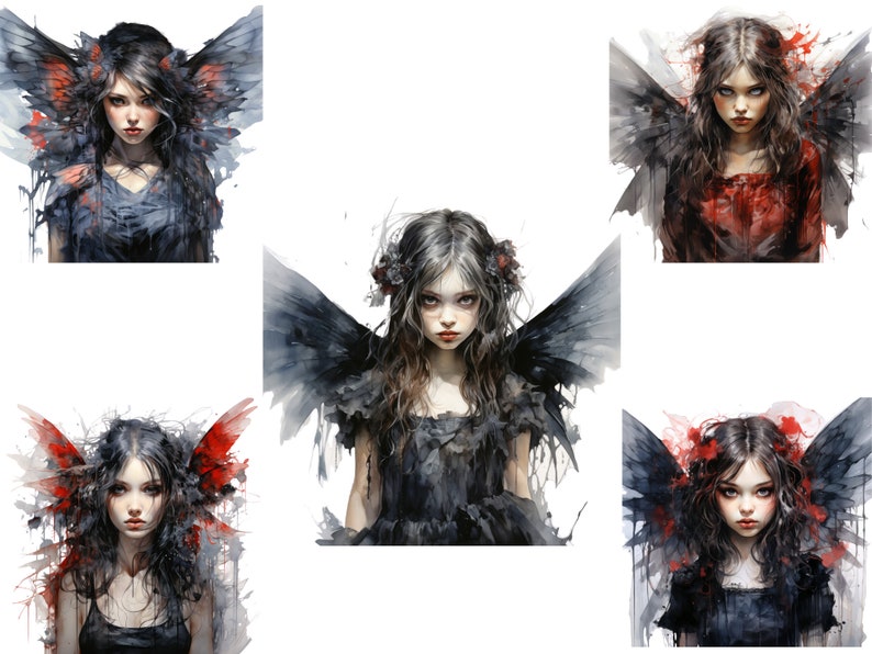 Watercolour Gothic Vampire Fairies Clipart Bundle Spooky - Etsy