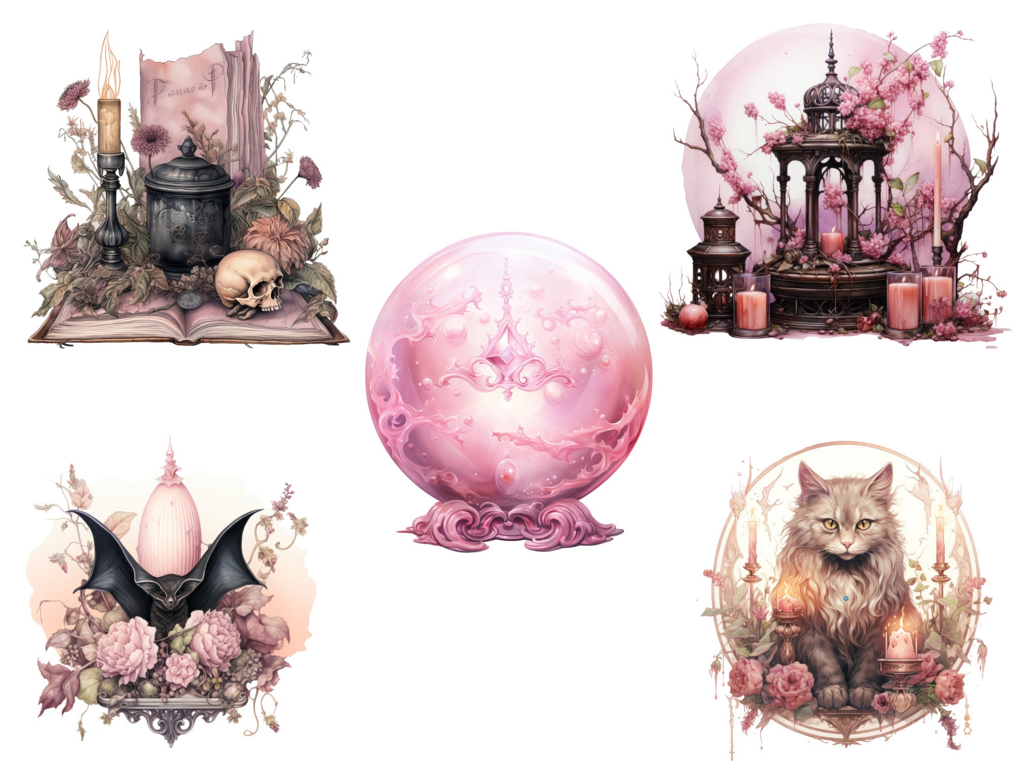 Watercolour Pink Pastel Witch Pink Witch Clipart Witch Junk - Etsy