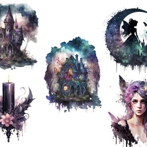 Watercolour Gothic Fairies Clipart PNG, Fairy Clipart, Fantasy Fairy ...