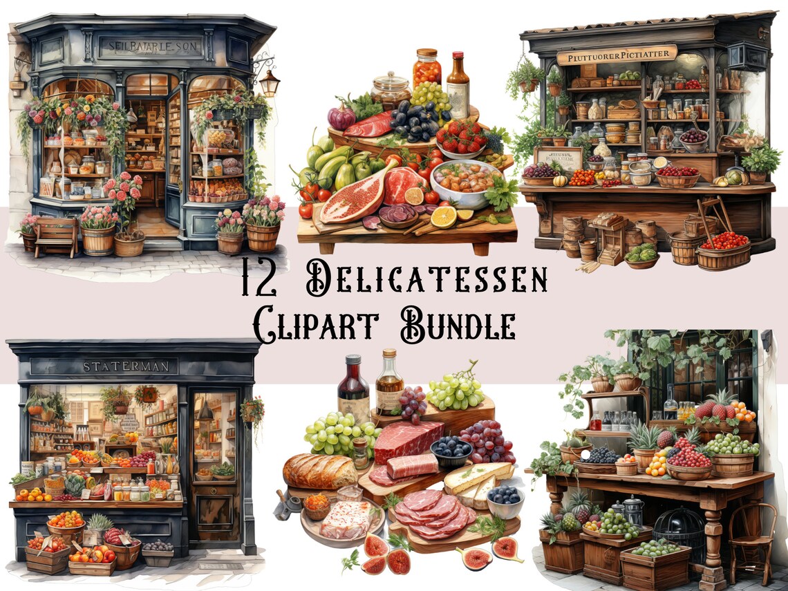 Watercolour Deli Clipart Bundle Deli Food Clipart - Etsy
