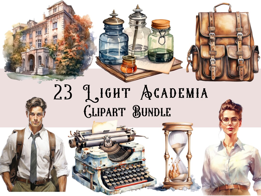 Watercolour Light Academia Clipart Books Clipart Light - Etsy