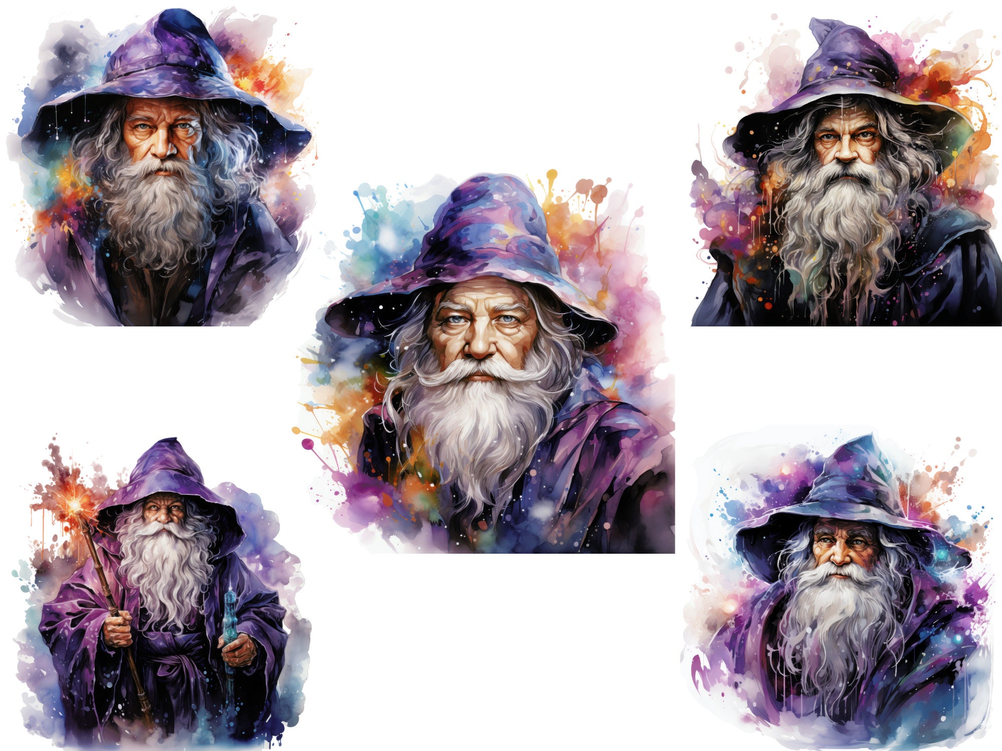 Watercolor Wizards Clipart Bundle, Celestial Clipart, Magical Clipart ...