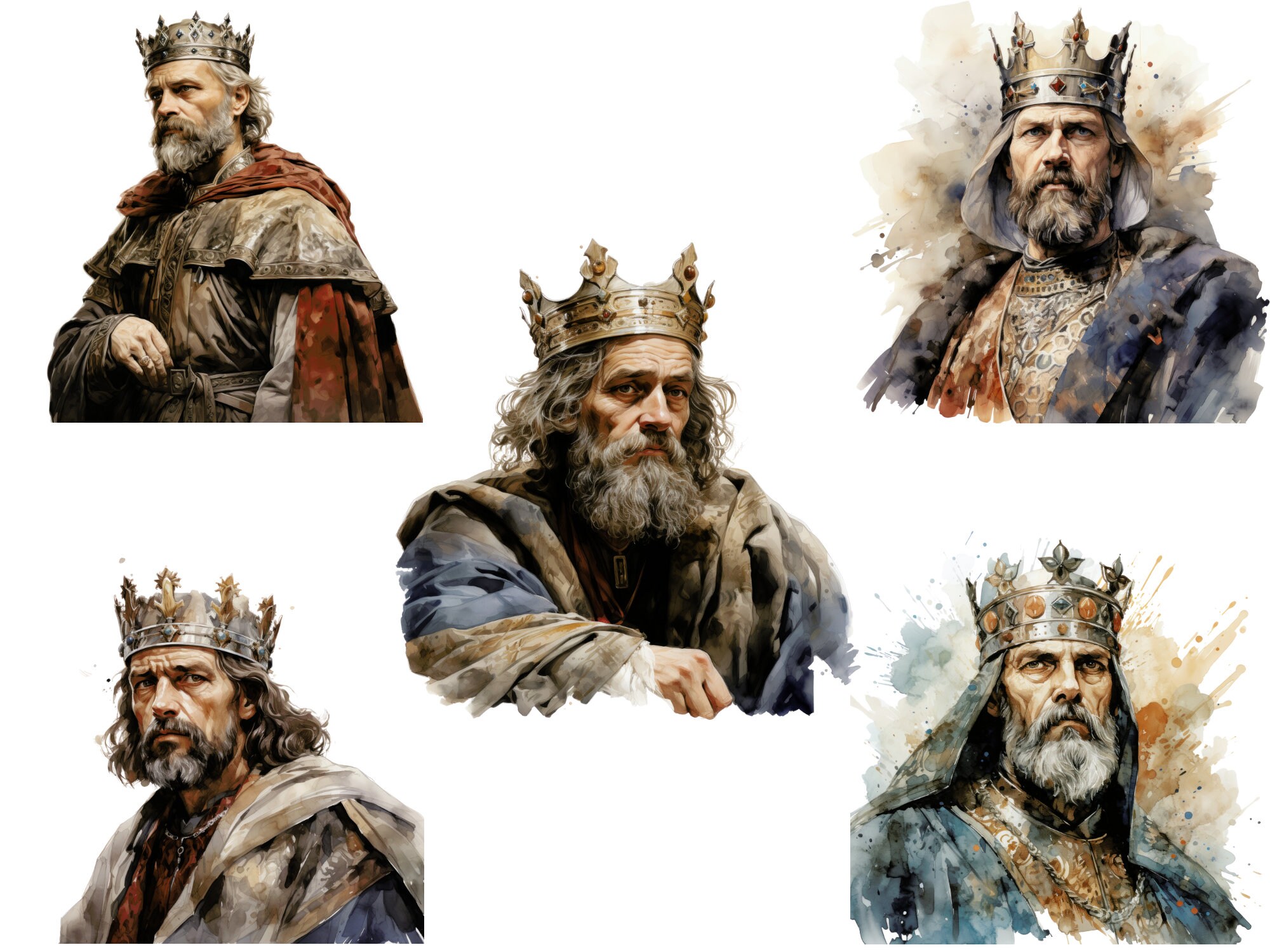 Watercolor Medieval King Clipart Bundle Medieval Art King - Etsy