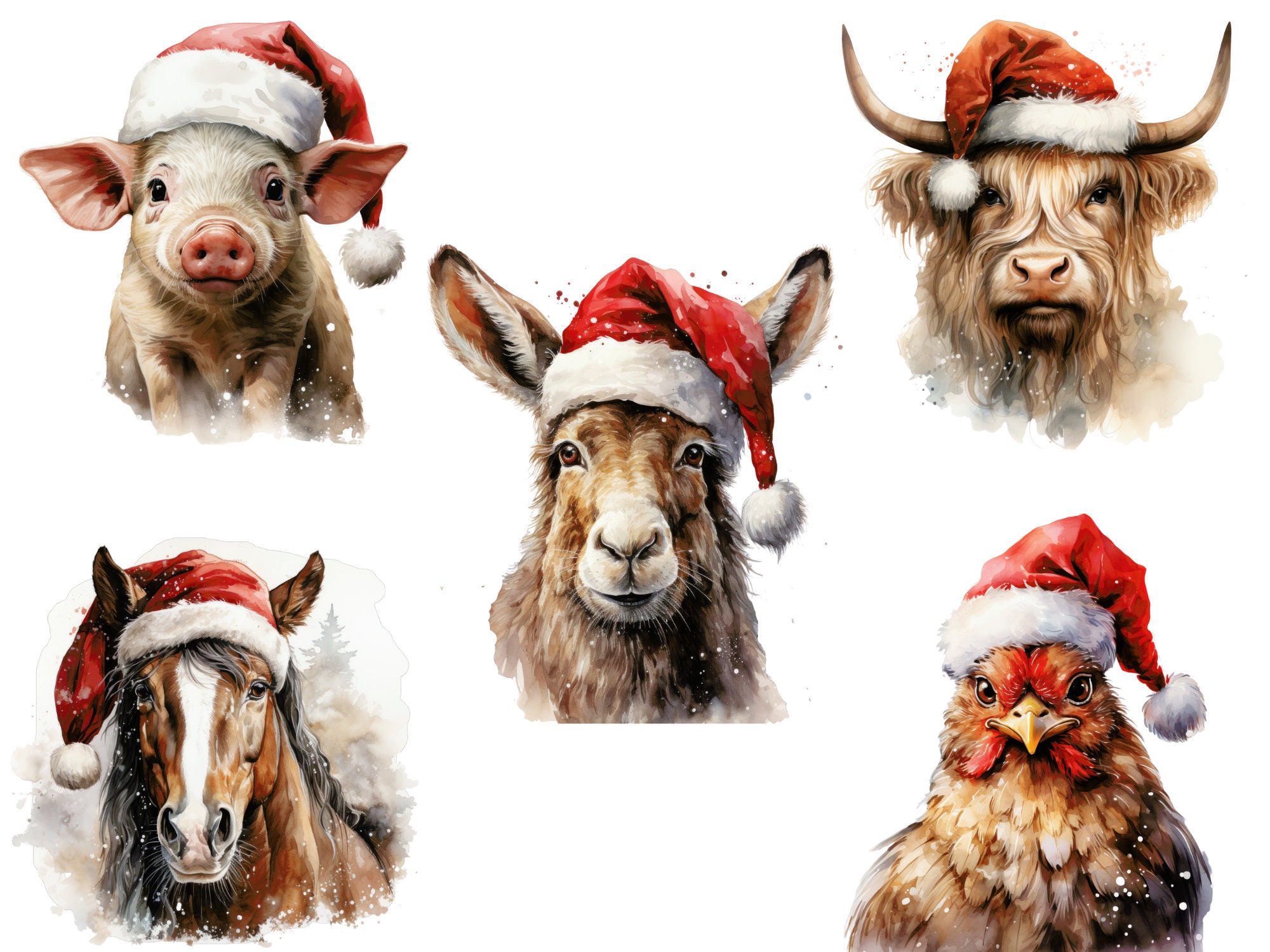 Christmas Farm Animals Clipart, Christmas Animal Images, Farm Animal ...