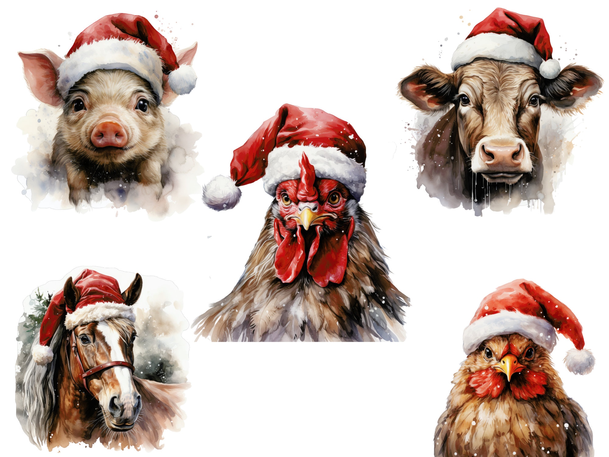 Christmas Farm Animals Clipart, Christmas Animal Images, Farm Animal ...