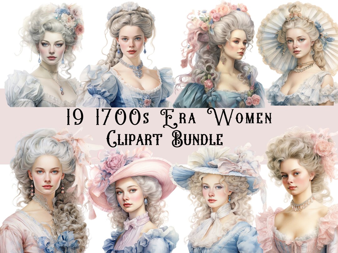 Watercolour Vintage Women Clipart Bundle Vintage Frilly Dress - Etsy