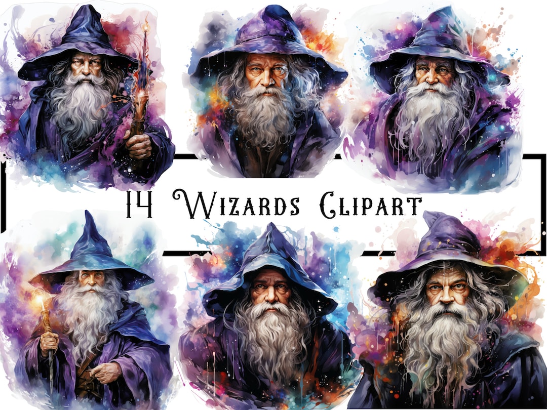 Watercolor Wizards Clipart Bundle, Celestial Clipart, Magical Clipart ...