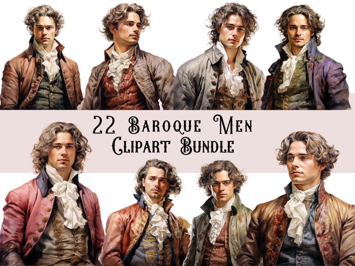 Watercolour Baroque Men Clipart Bundle Vintage Men Victorian - Etsy Canada