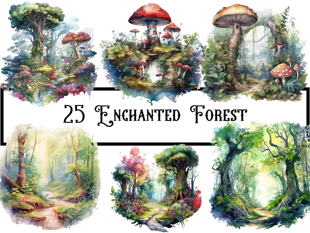 Enchanted Forest Clipart, Forest Clipart, Fairy Tale Clipart, Enchanted ...