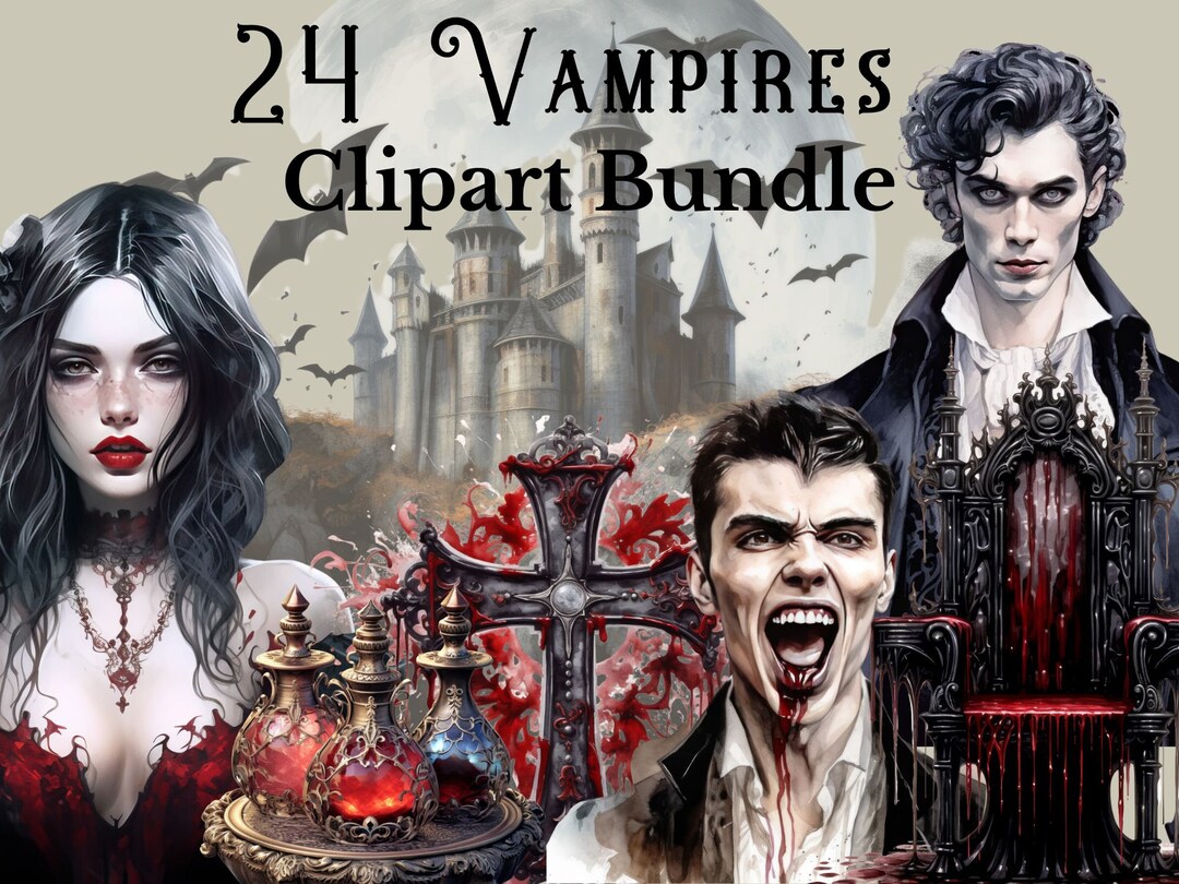 Vampire Watercolour Clipart PNG Gothic Clipart Spooky - Etsy