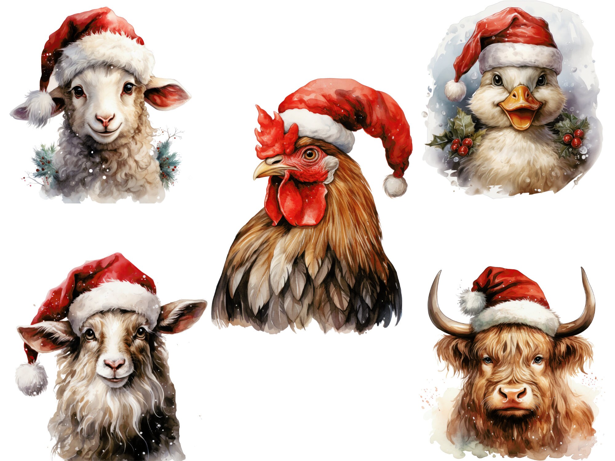 Christmas Farm Animals Clipart, Christmas Animal Images, Farm Animal ...