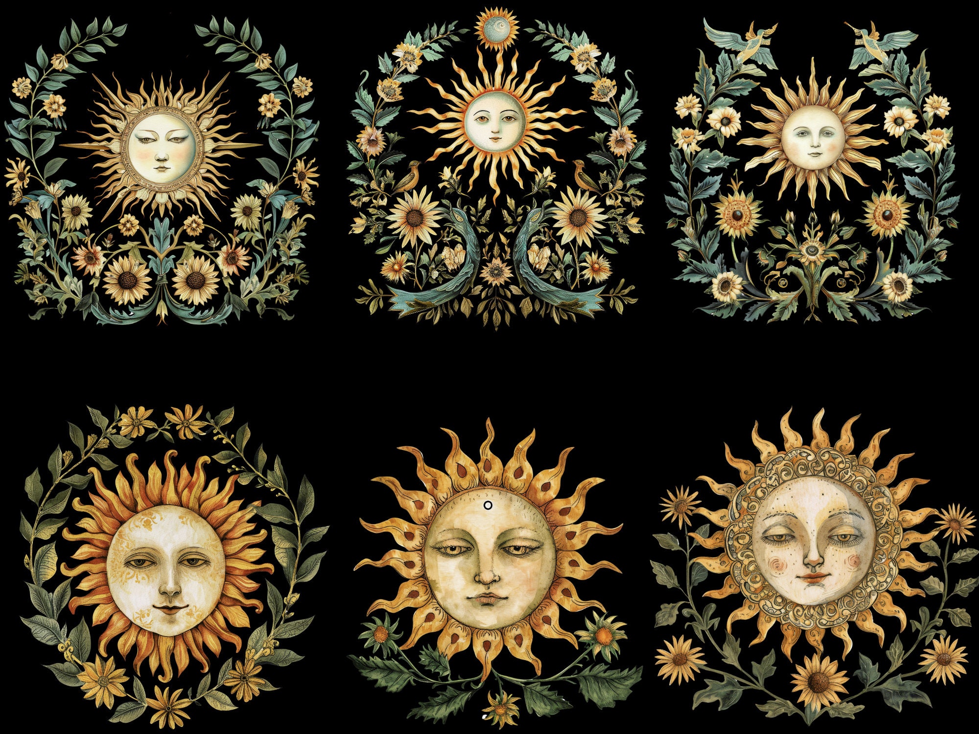 Folkart Sun Clipart, Sun Images, Mystical Clipart, Folkart Png ...