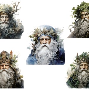 Watercolor Yule Gods Clipart Bundle, Pagan Clipart, Yuletide Images ...