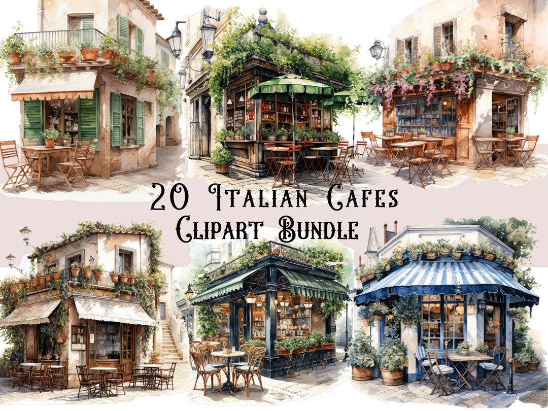 Watercolour Italian Cafe Clipart Bundle Cosy Cafe Bundle - Etsy