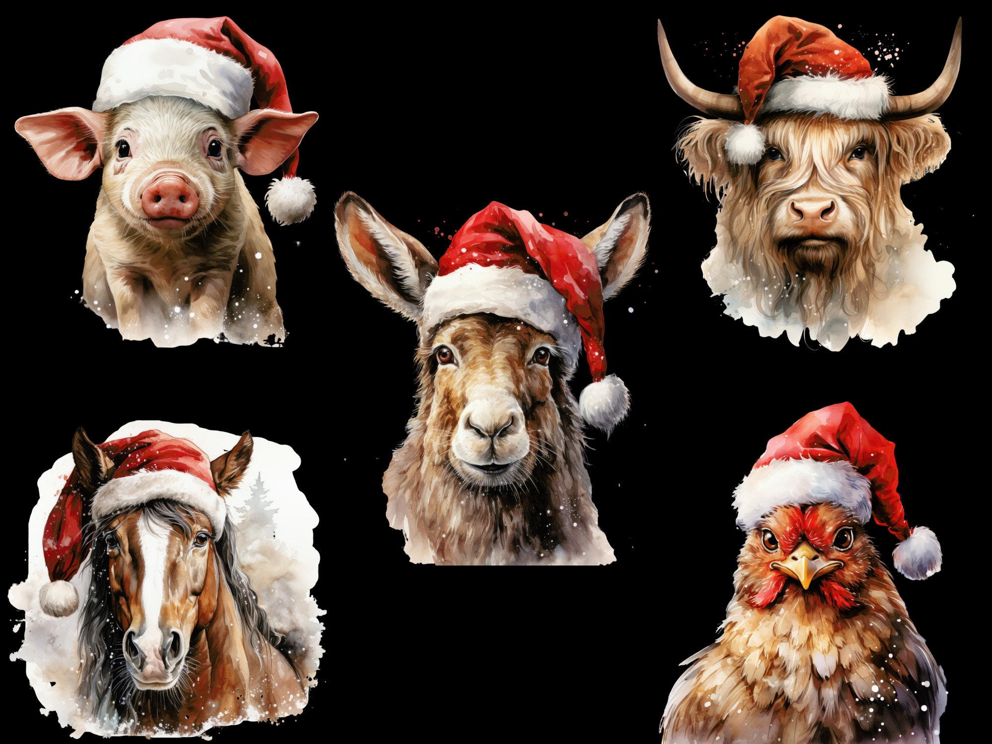 Christmas Farm Animals Clipart, Christmas Animal Images, Farm Animal ...