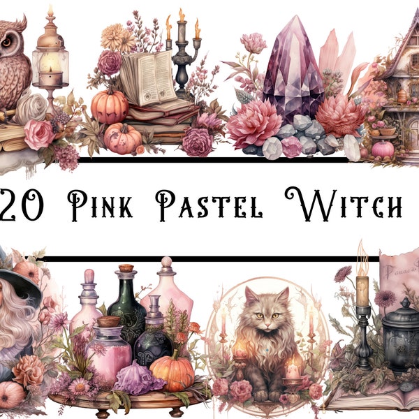 Pink Witch Clipart - Etsy