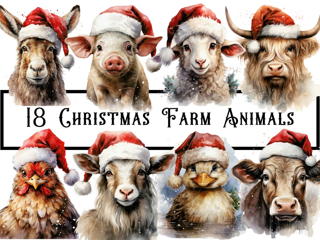 Christmas Farm Animals Clipart, Christmas Animal Images, Farm Animal ...