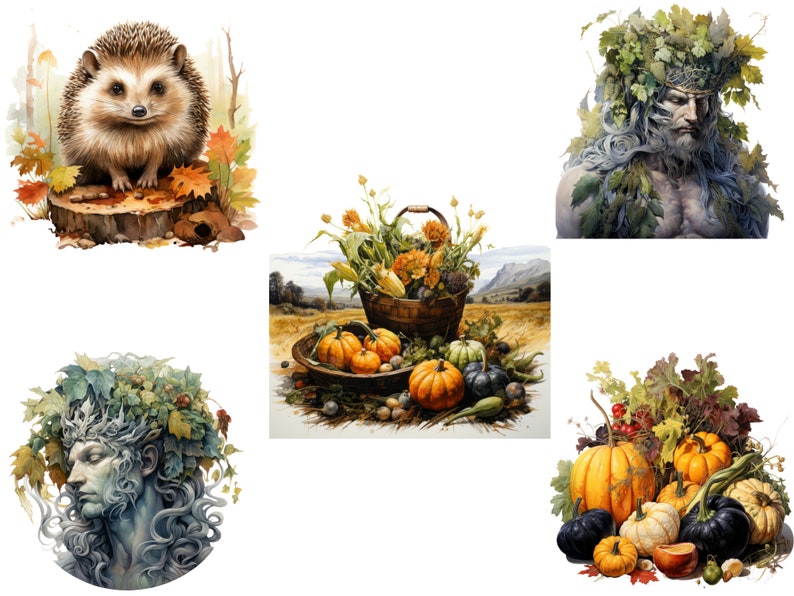 Watercolour Mabon Clipart Bundle, Pagan Clipart, Autumn Fall Clipart ...