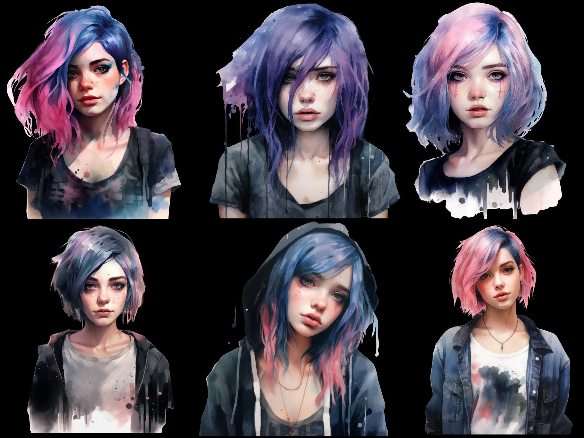 Emo Girls Clipart Goth Girls Clipart Gothic Junk Journal - Etsy