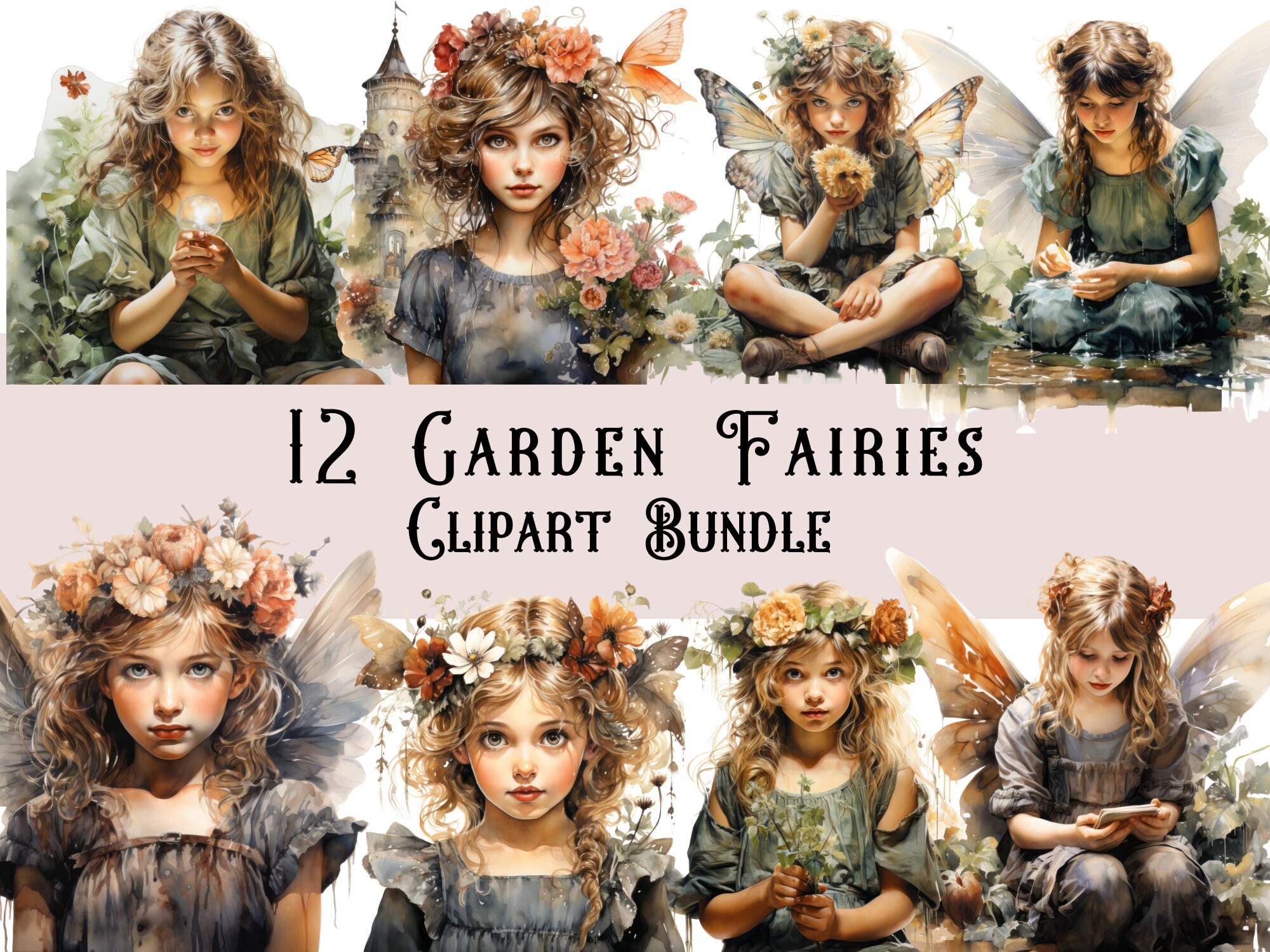 Watercolour Garden Fairies Clipart Fairy Printables - Etsy