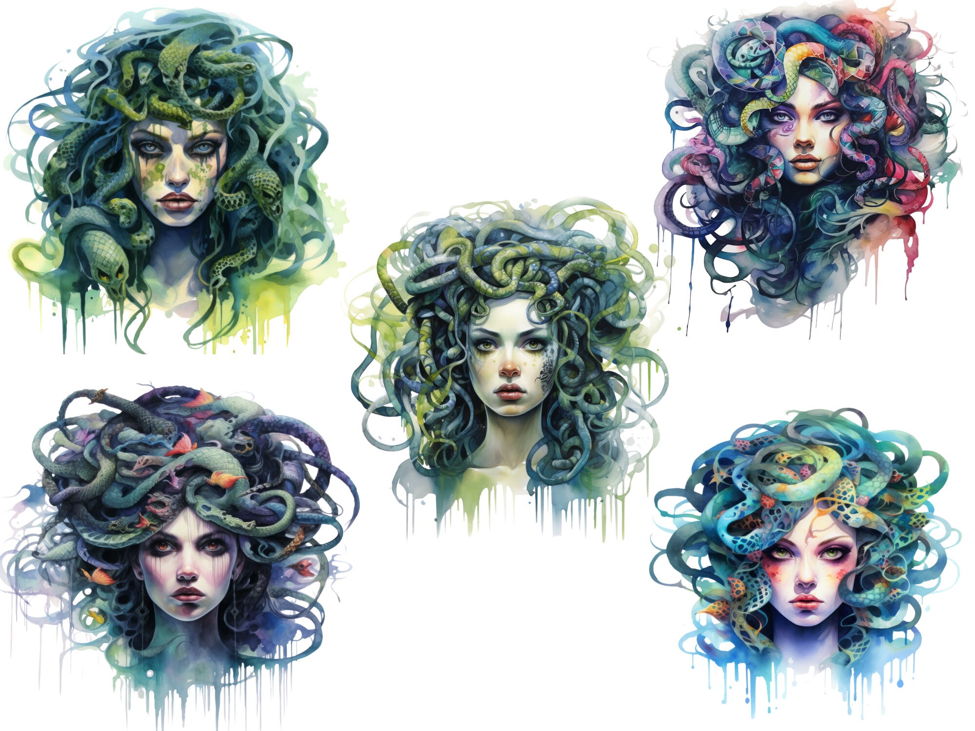 Watercolour Medusa Clipart Medusa Art Head Mythology - Etsy UK