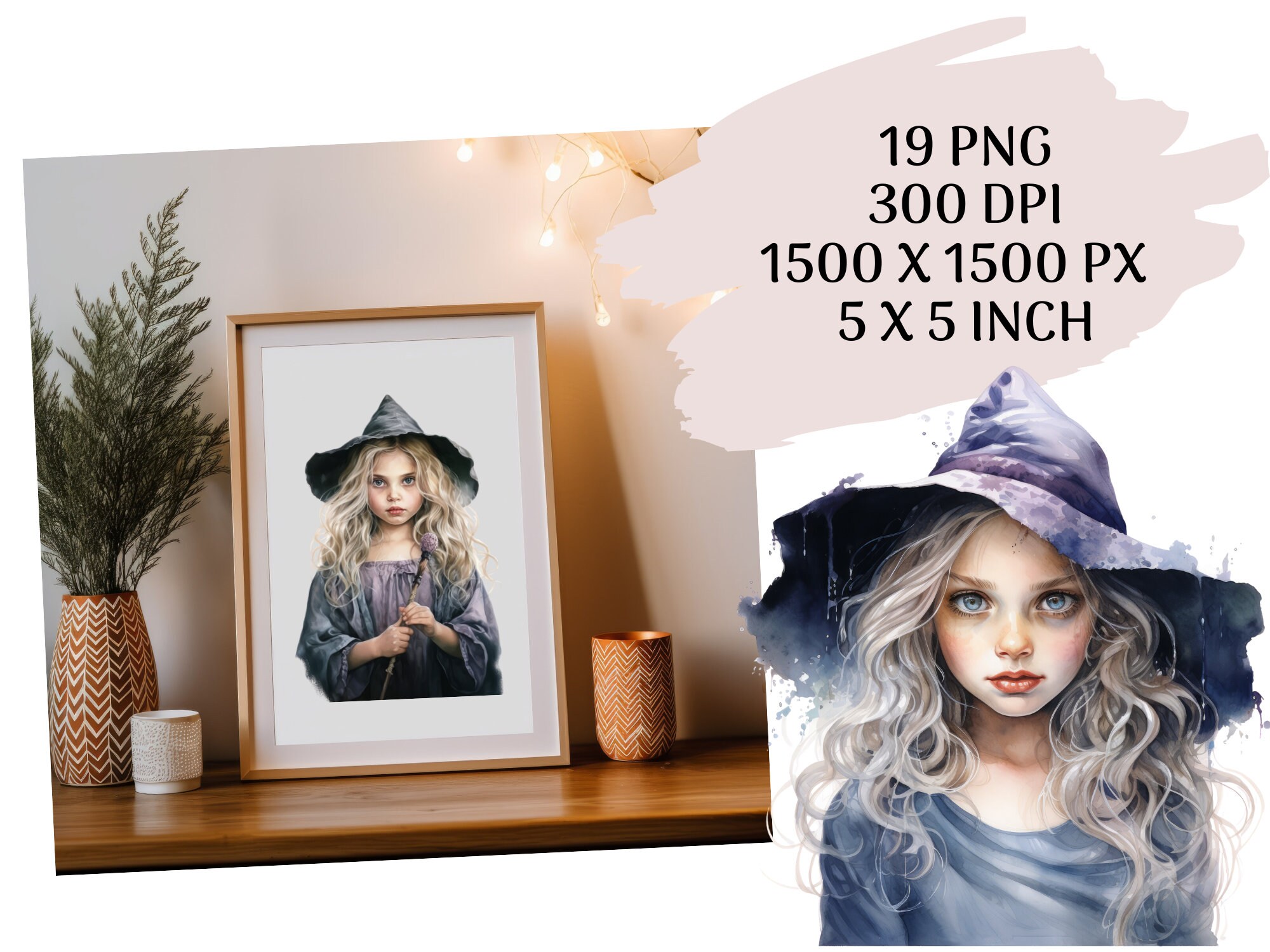 Watercolour Little Ice Witch Clipart, Winter Witch Clipart, Celestial ...