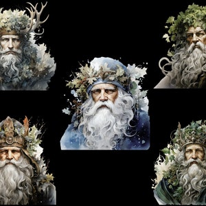 Watercolor Yule Gods Clipart Bundle, Pagan Clipart, Yuletide Images ...
