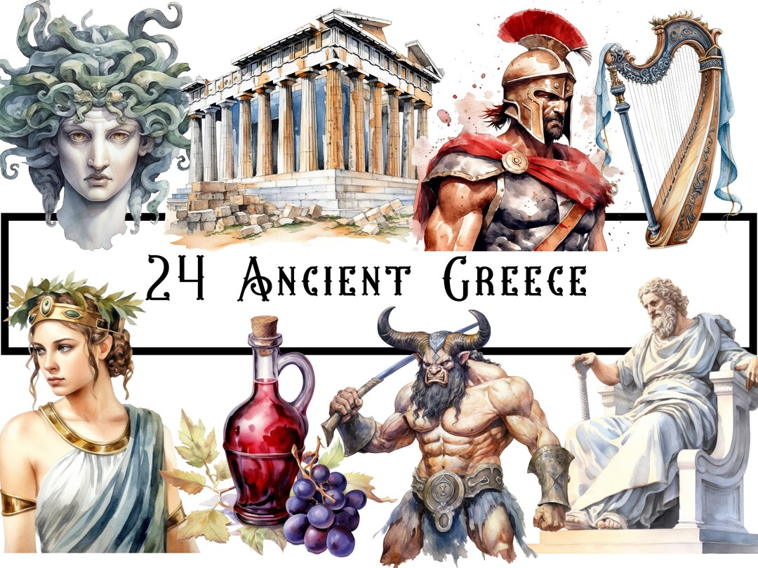 Watercolour Ancient Greece Clipart, Ancient Greece Images, Mythology ...