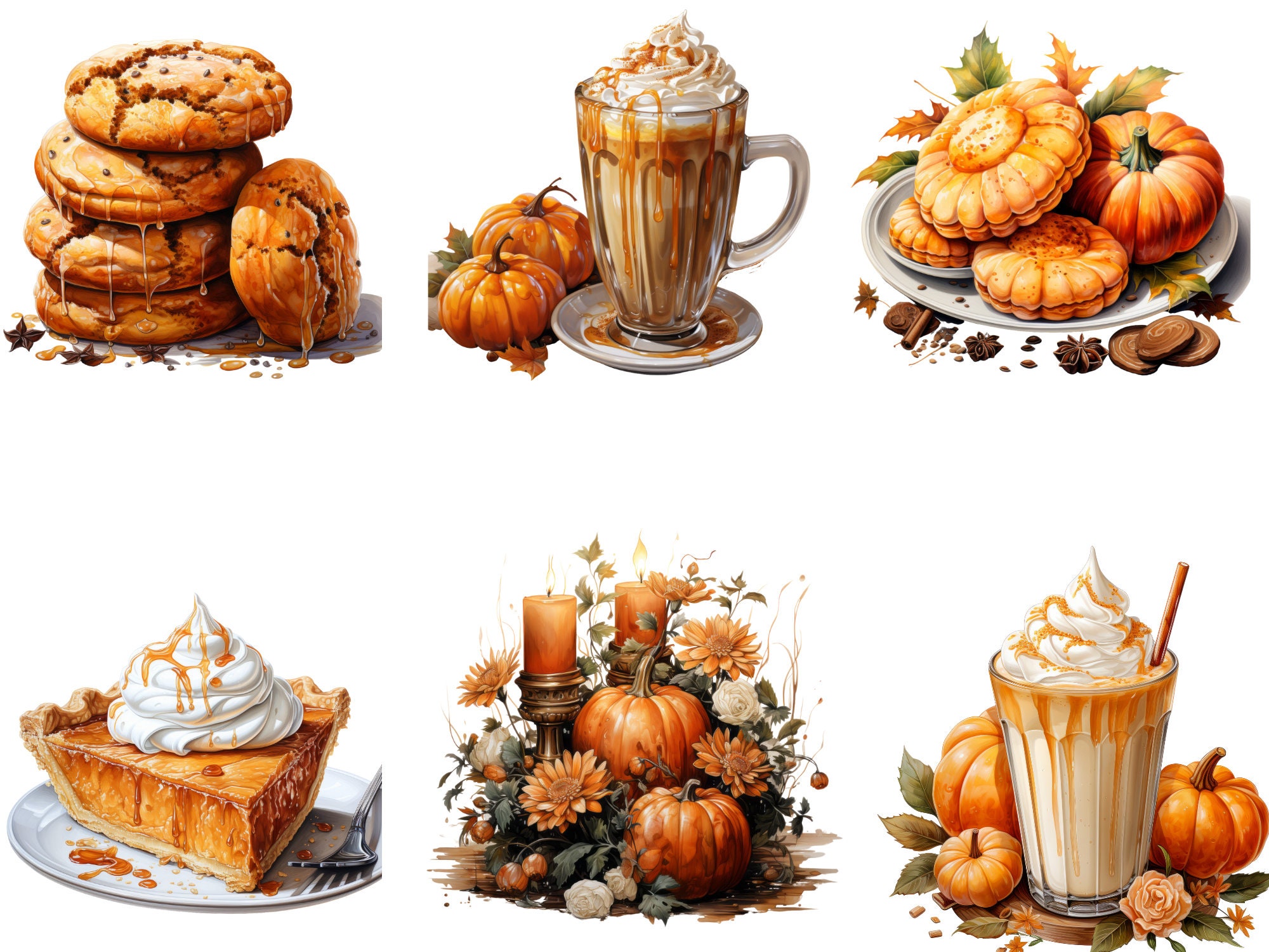 Watercolour Pumpkin Spice Clipart Bundle Pumpkin Spice Latte - Etsy
