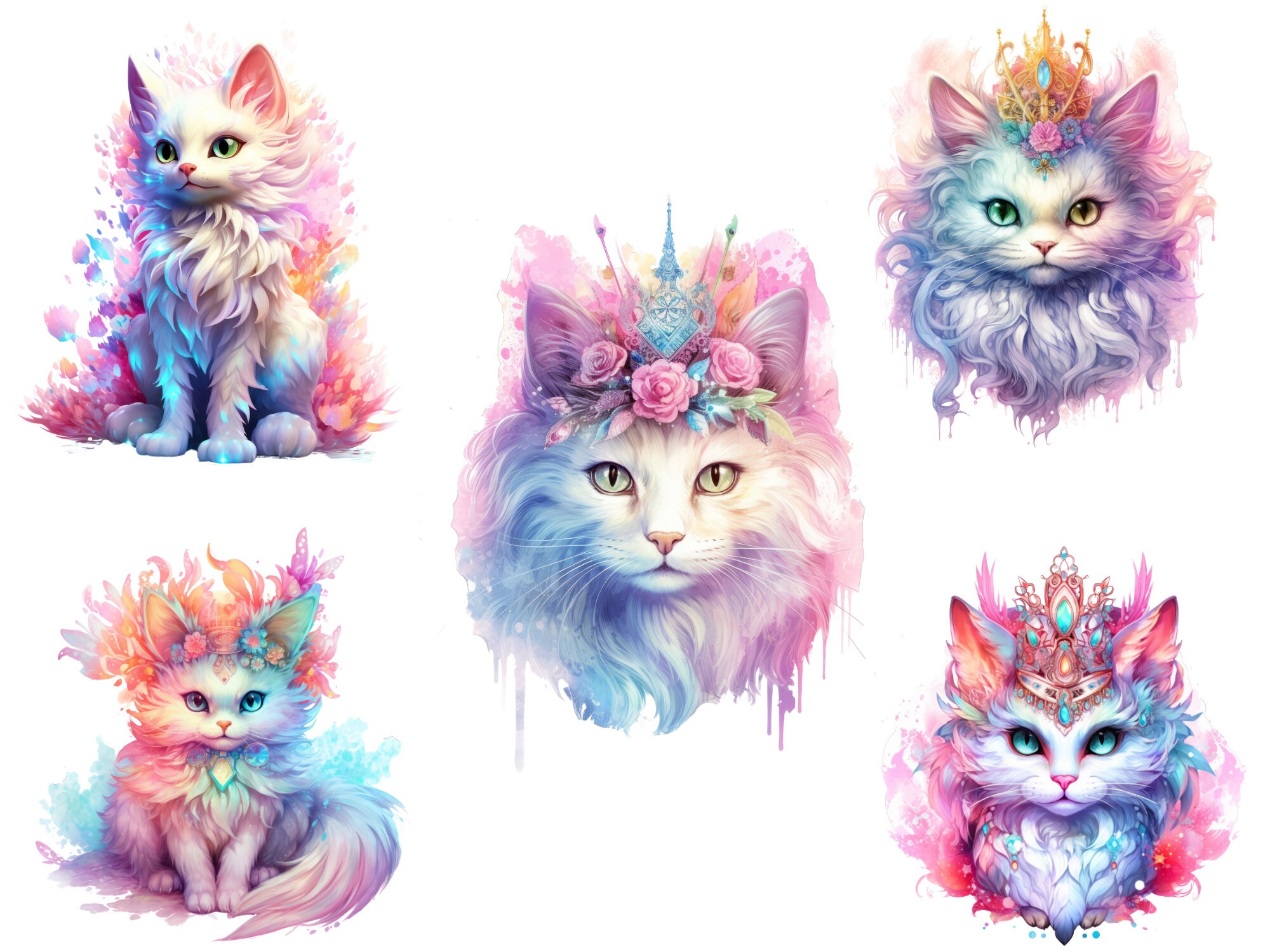 Watercolour Pastel Cat Clipart Cat Clipart Cute Cat Clipart - Etsy
