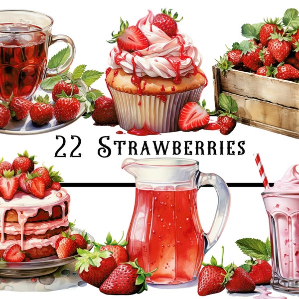 Strawberry Clipart - Etsy