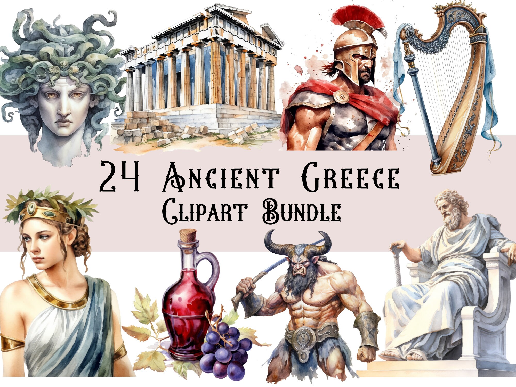 Watercolour Ancient Greece Clipart Ancient Greece Mythology - Etsy