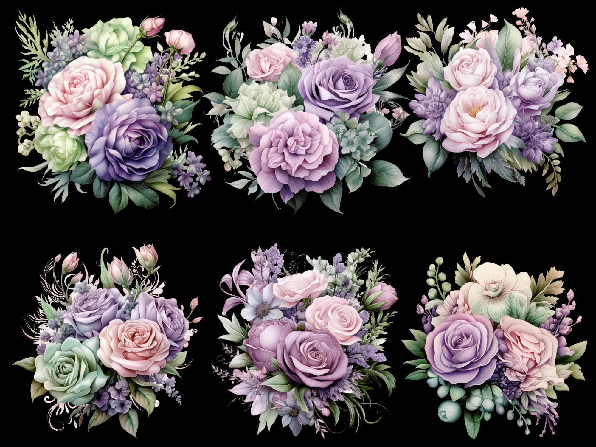 Watercolor Pastel Flowers Clipart Bundle Wedding Invitations - Etsy