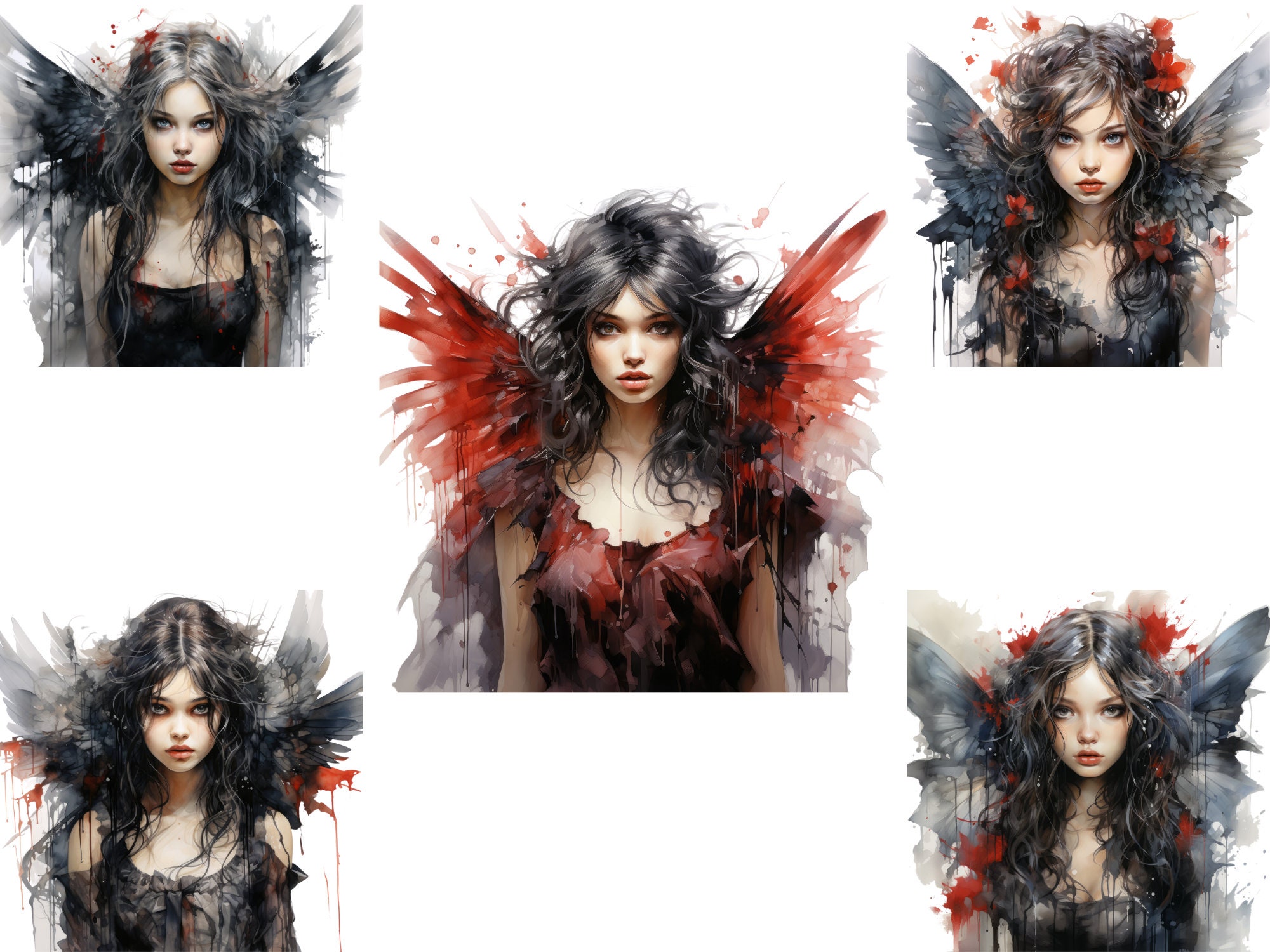 Watercolour Gothic Vampire Fairies Clipart Bundle Spooky - Etsy