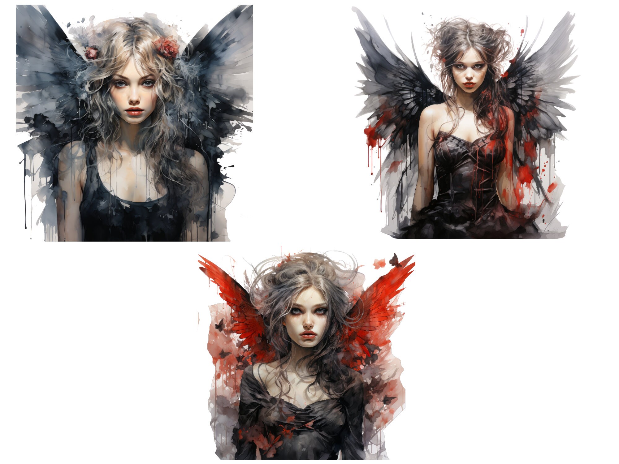 Watercolour Gothic Vampire Fairies Clipart Bundle Spooky - Etsy