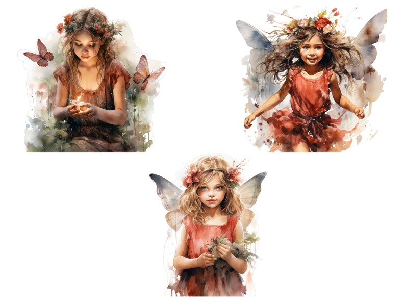 Watercolour Summer Fairies Clipart Fairy Printables Cute - Etsy