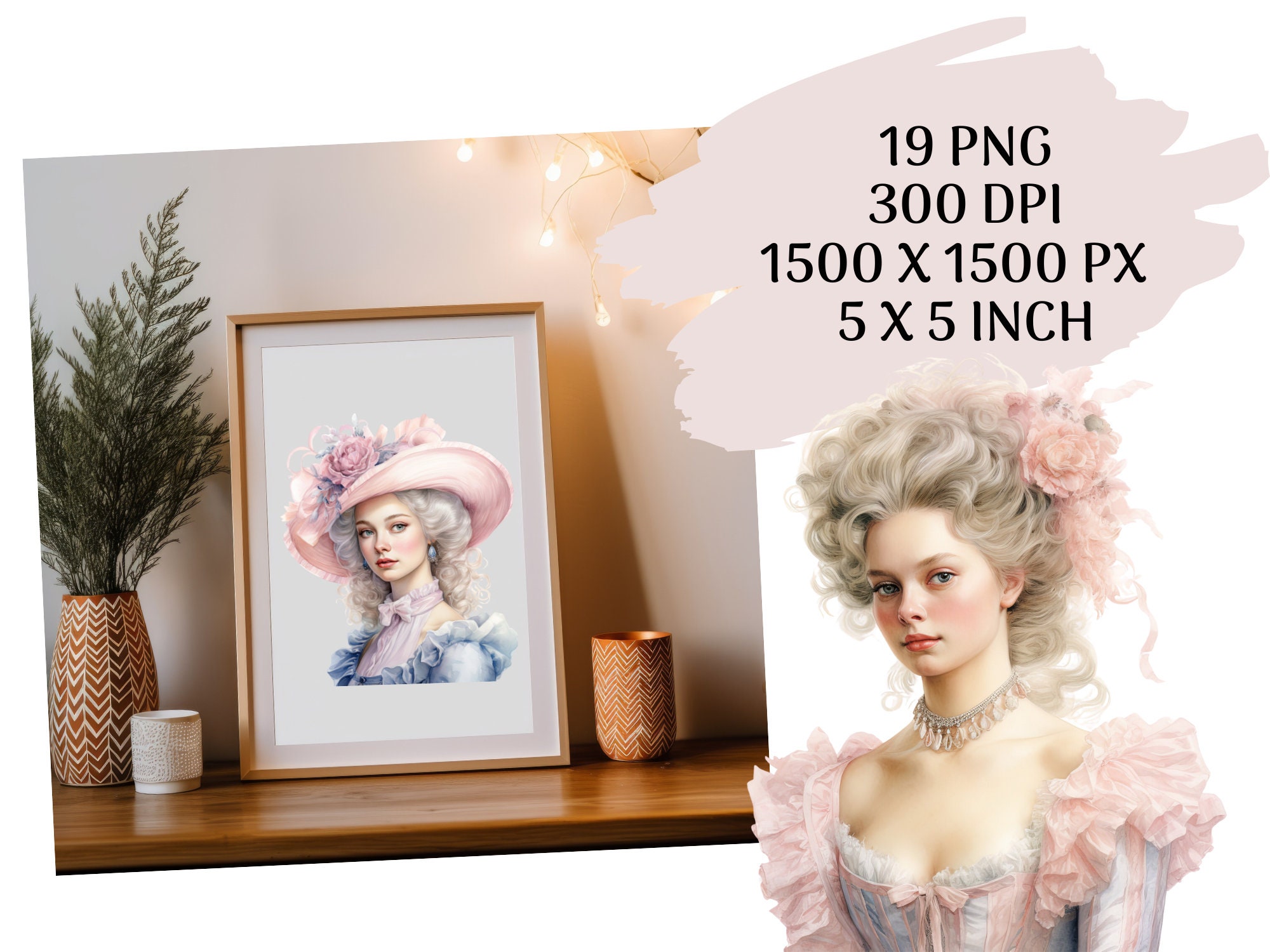 Watercolour Vintage Women Clipart Bundle, Vintage Frilly Dress Png ...