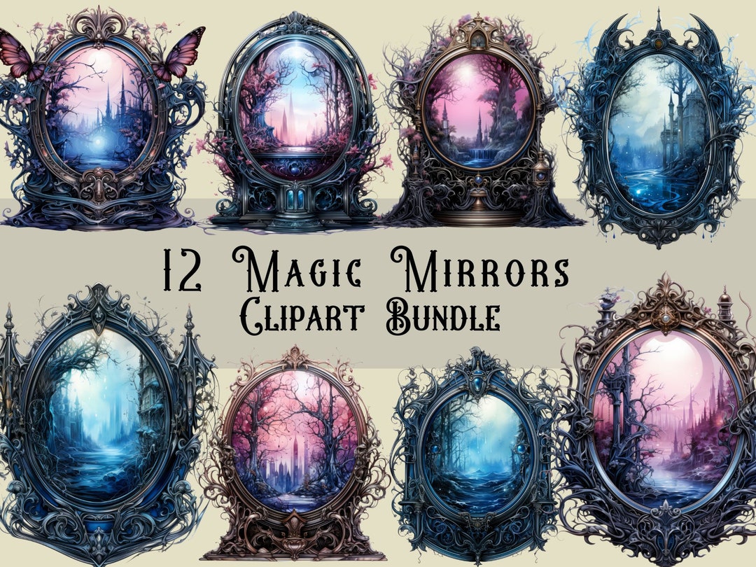 Watercolour Magic Mirror Clipart Antique Mirror Witch - Etsy
