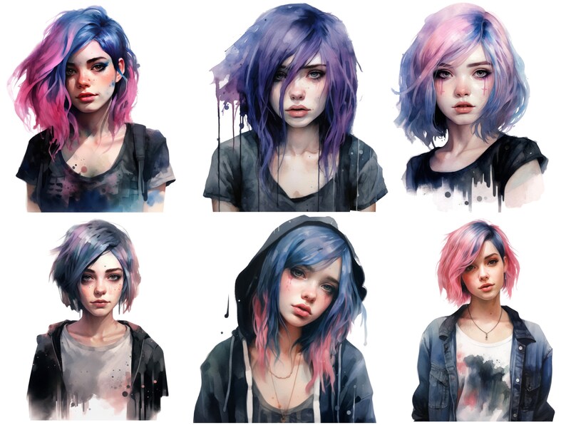 Emo Girls Clipart Goth Girls Clipart Gothic Junk Journal - Etsy