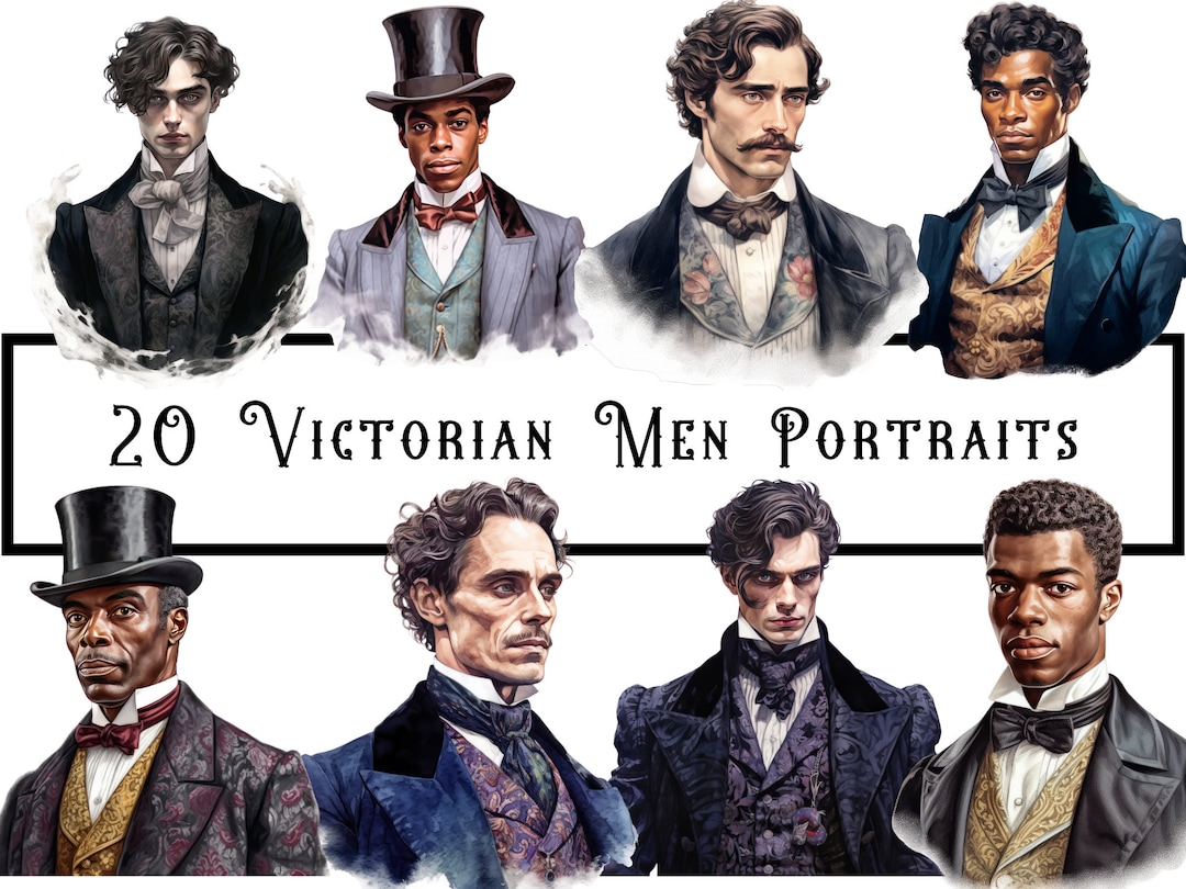 Watercolour Victorian Men Portraits, Victorian Clipart, Victorian Men ...