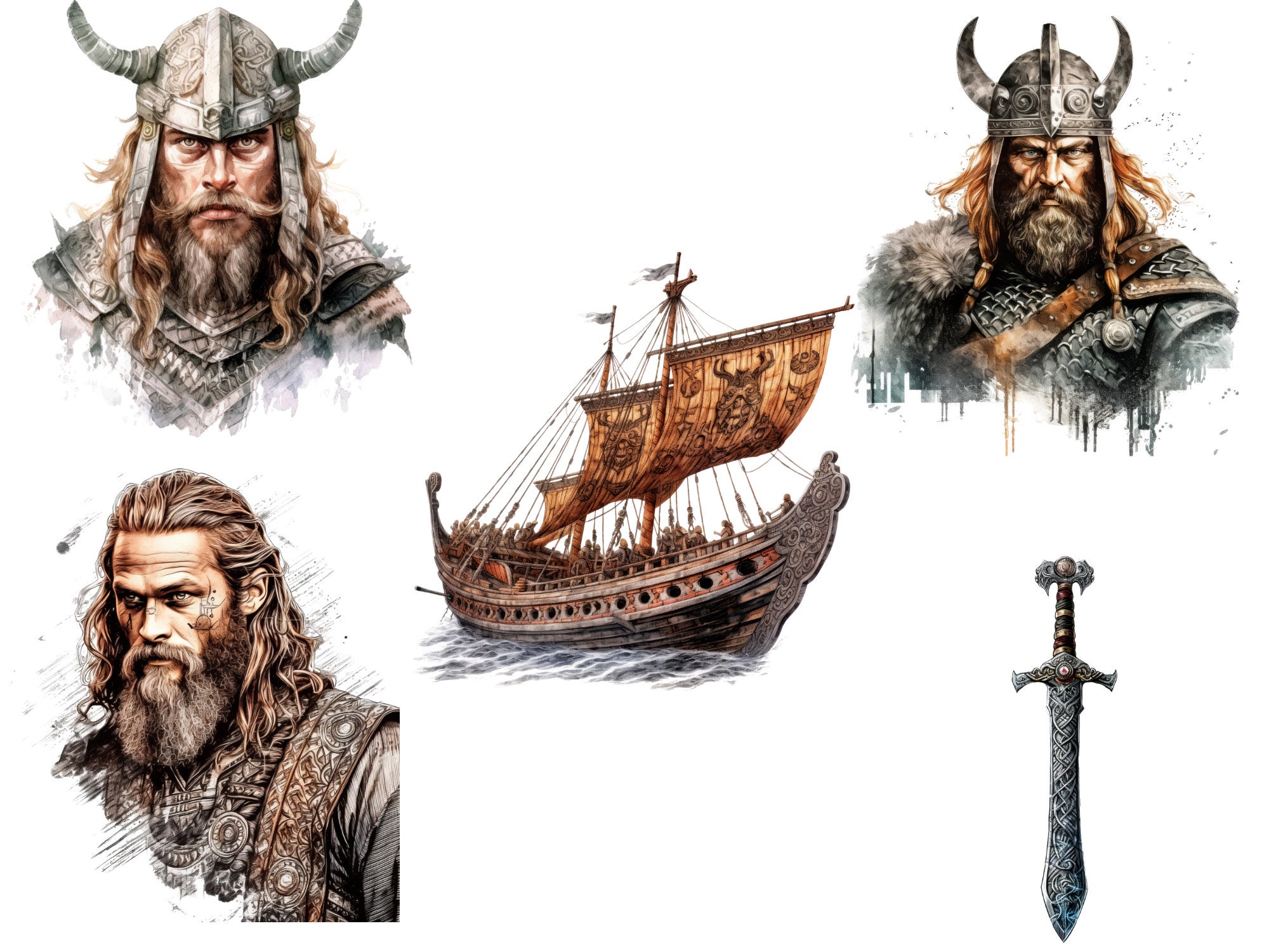 Aquarell Wikinger Clipart, Wikinger PNG, Wikinger Helm, Wikinger ...