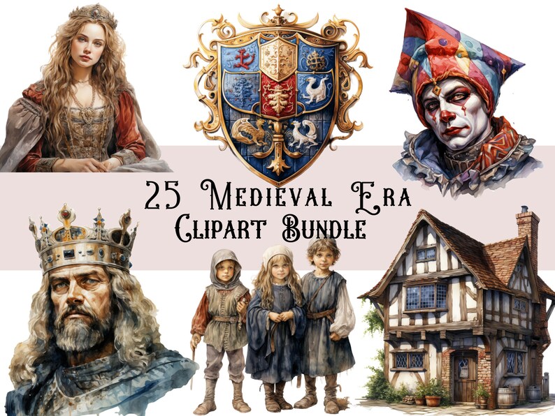 Watercolor Medieval Era Clipart Bundle Medieval Armour - Etsy