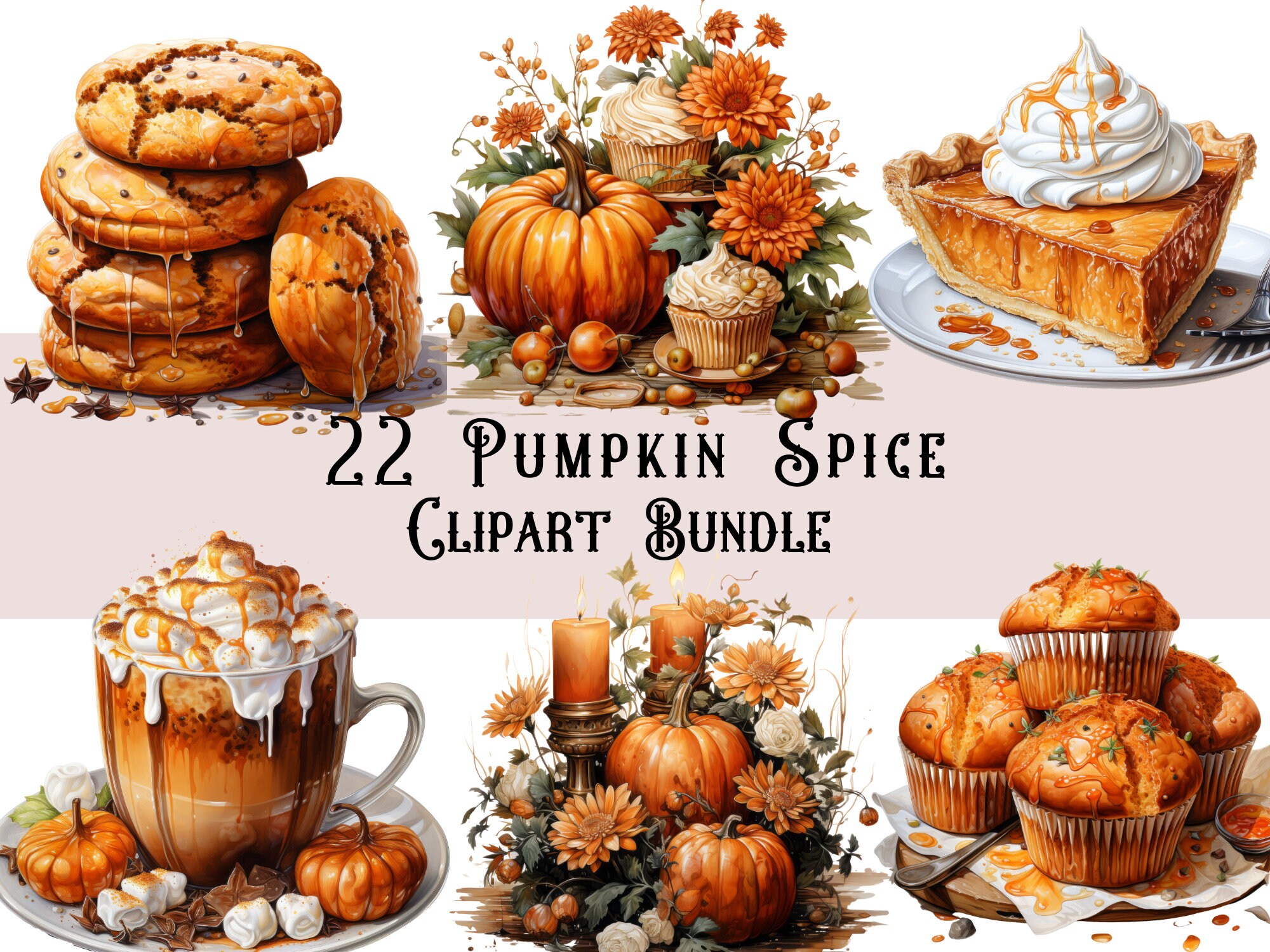 Watercolour Pumpkin Spice Clipart Bundle Pumpkin Spice Latte - Etsy