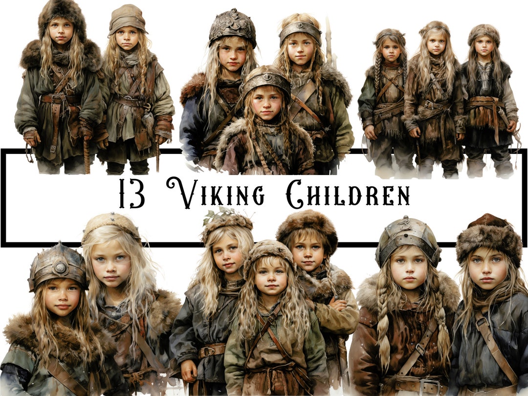 Viking Children Clipart Bundle, Nordic Children, Viking Warrior ...