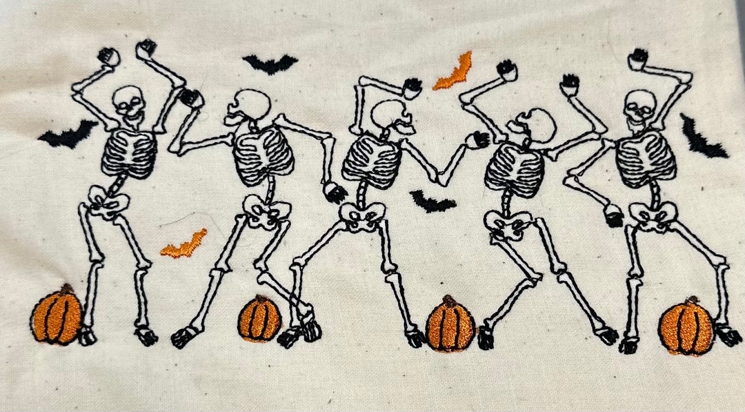 Dancing Skeletons Embroidered Halloween Crewneck - Etsy UK