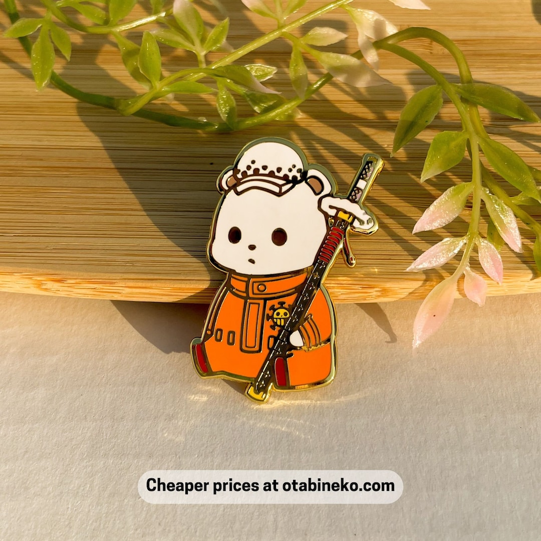 Bear Enamel Pin, Pirate Anime Pin, Heart Pirates Pin, White Bear Enamel ...